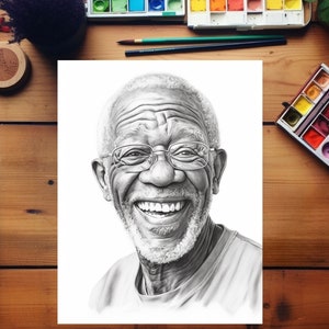 40 Happy Elderly Men Coloring Pages for Adults Printable Grayscale ...