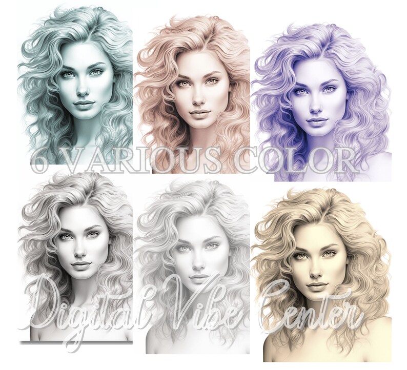 Coloring Page for Adults Realistic Beautiful Woman Portrait - Etsy
