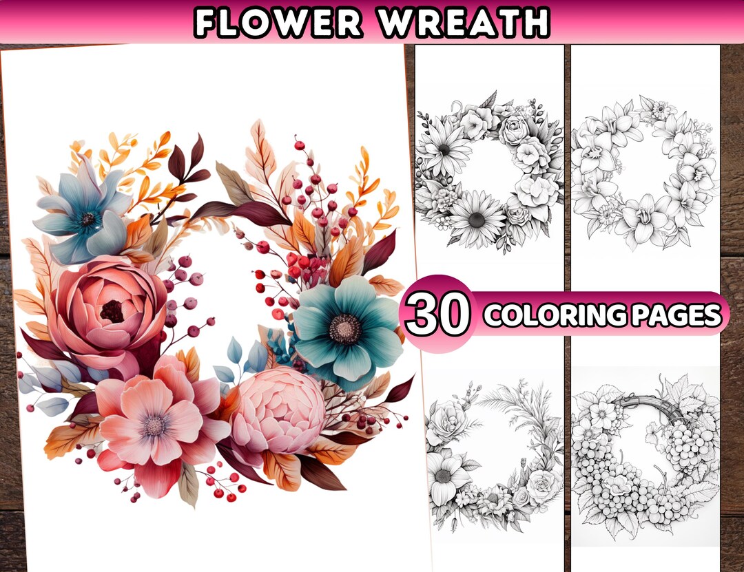 Spring Coloring Pages for Adult & Kids Floral Wreaths Flowers Mandala ...