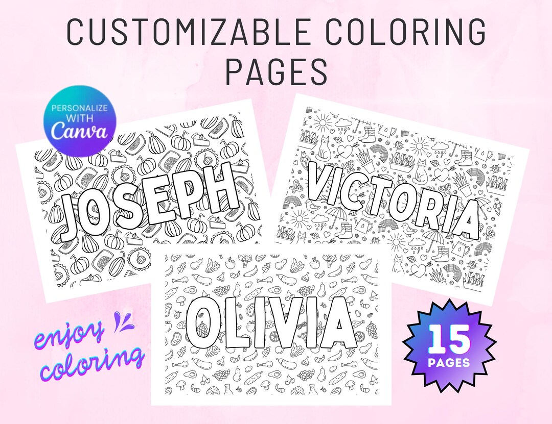 Customizable Coloring Pages Editable Custom Name Coloring Page for Kids ...