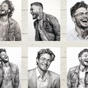 Happy Handsome Men Coloring Pages for Adults Printable Adult Coloring ...