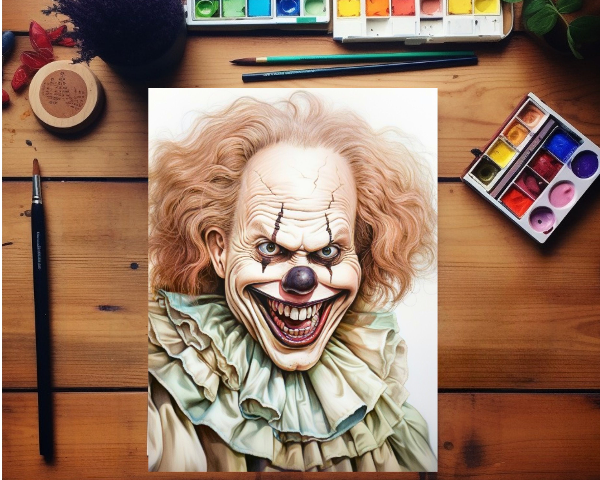 Scary Clowns Coloring Pages for Adults Realistic Horror - Etsy