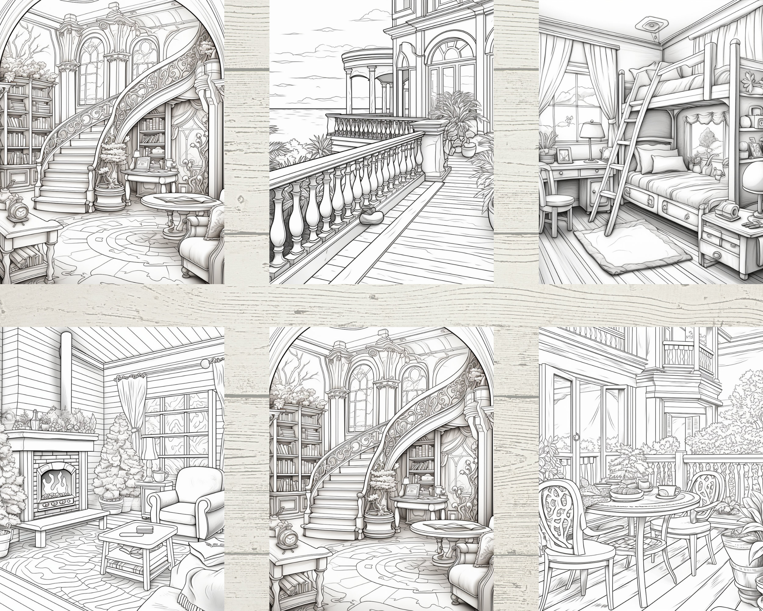 Interior Rooms Coloring Pages for Kids or Adults Home - Etsy