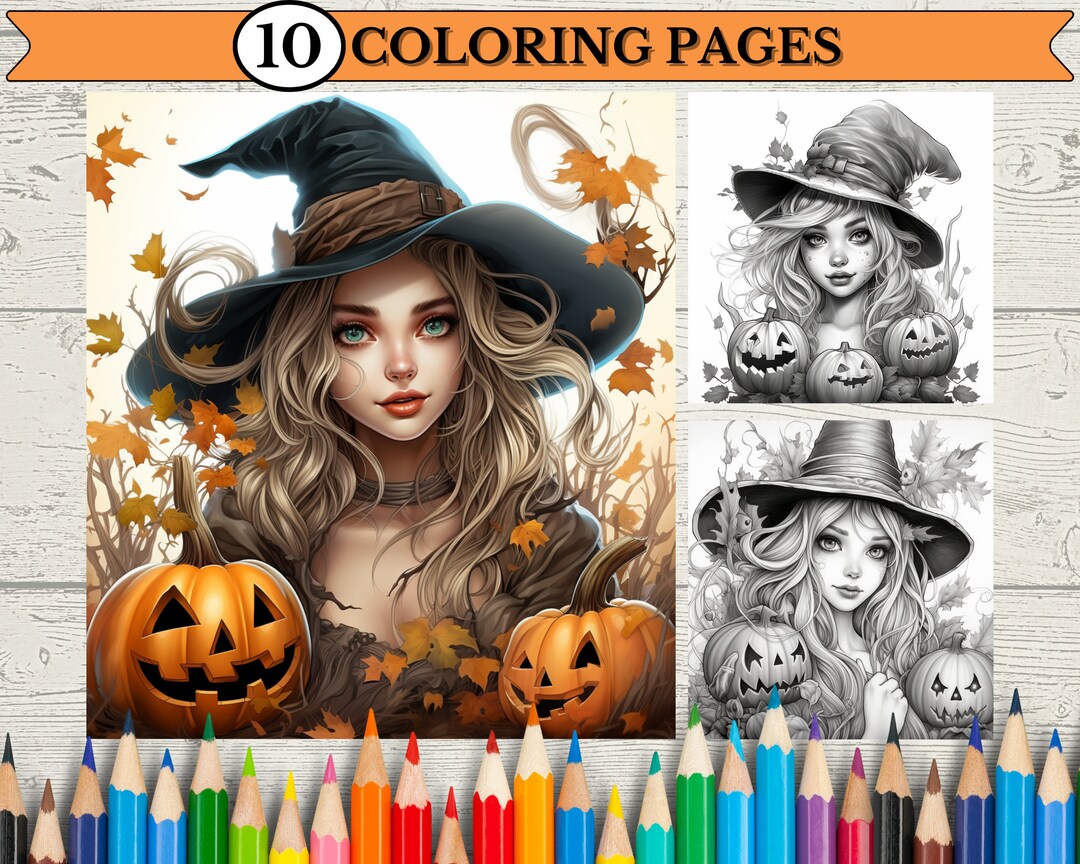 Halloween Coloring Pages Witch With Pumpkins Coloring Pages, Adults ...