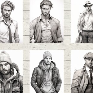 Handsome Men Grayscale Coloring Book: 30 Printable Pages (PDF) - Etsy