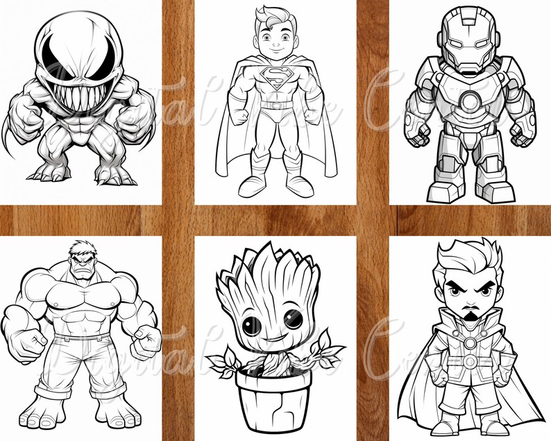 Chibi Superhero Coloring Book: 30 Printable Cartoon Hero Pages (PDF) - Etsy