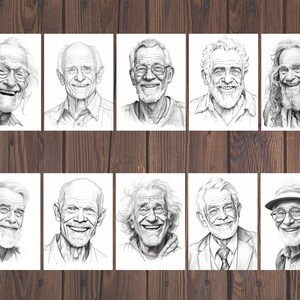 40 Happy Elderly Men Coloring Pages for Adults Printable Grayscale ...