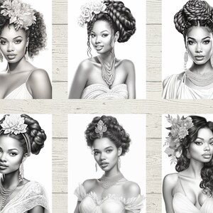 Beautiful Black Women Coloring Pages for Adults Grayscale Coloring ...