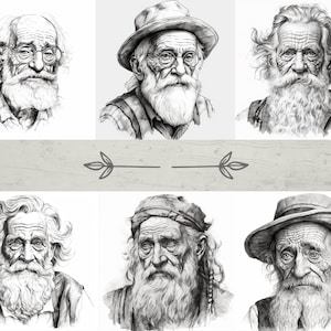30 Old People Coloring Pages for Adults, Printable Adult Grayscale ...