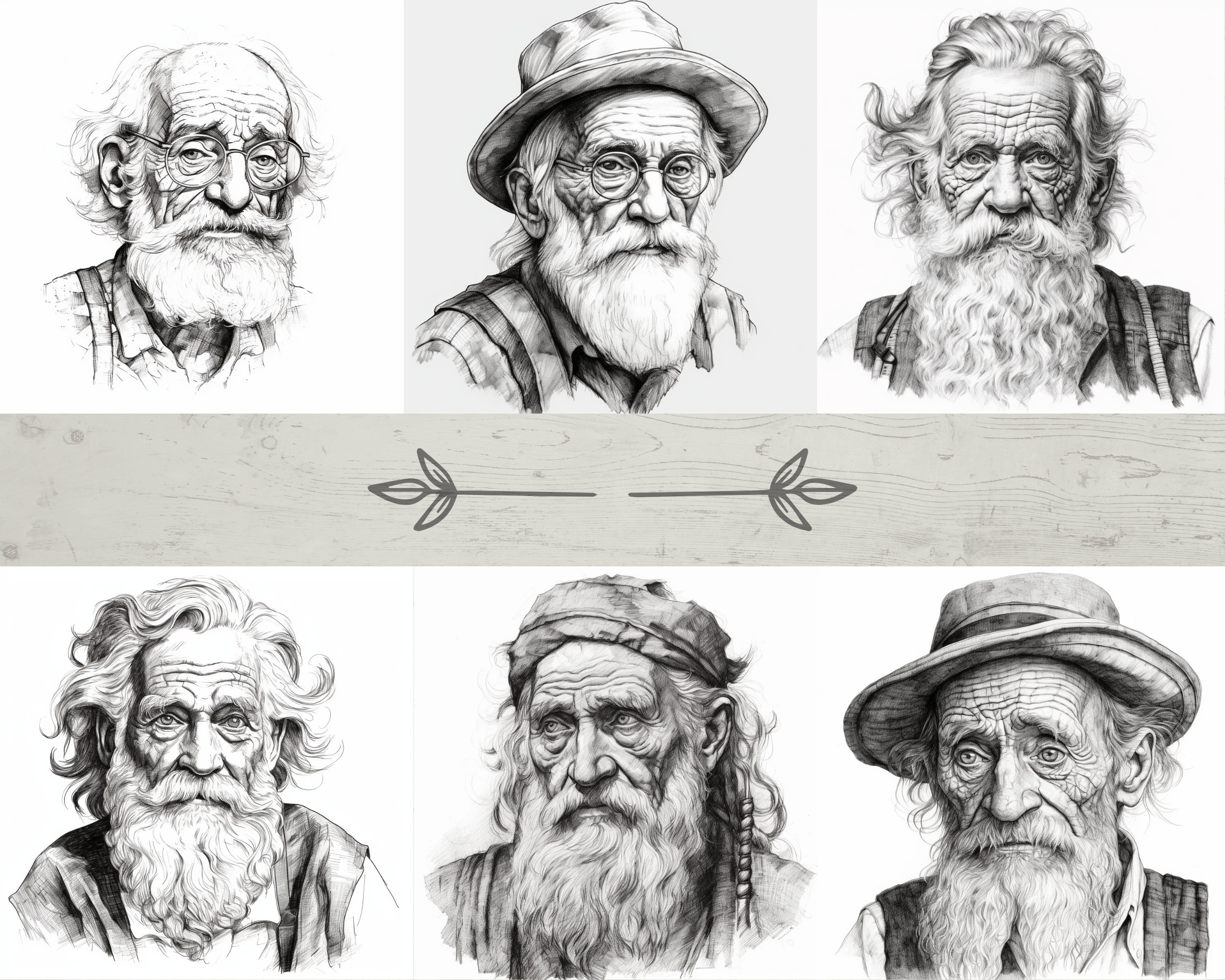30 Old People Coloring Pages for Adults, Printable Adult Grayscale ...
