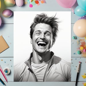 Happy Handsome Men Coloring Pages for Adults Printable Adult Coloring ...