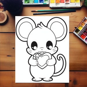 Coloring Pages for Kids Easy Coloring Book Cute Animals With Heart ...