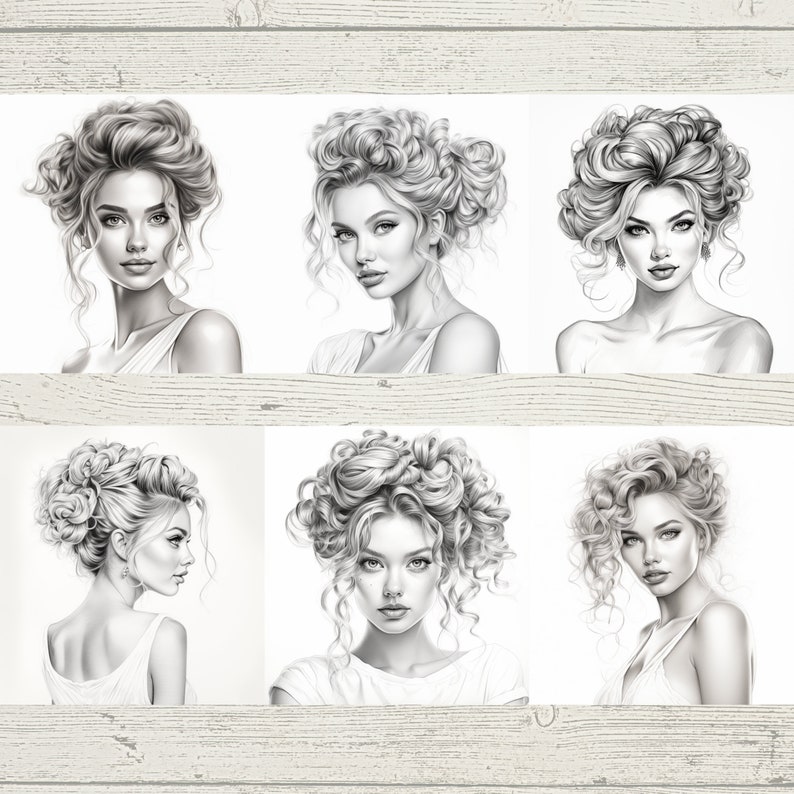 Coloring Pages for Adult Bun Hairstyle Coloring Pages Fasion - Etsy