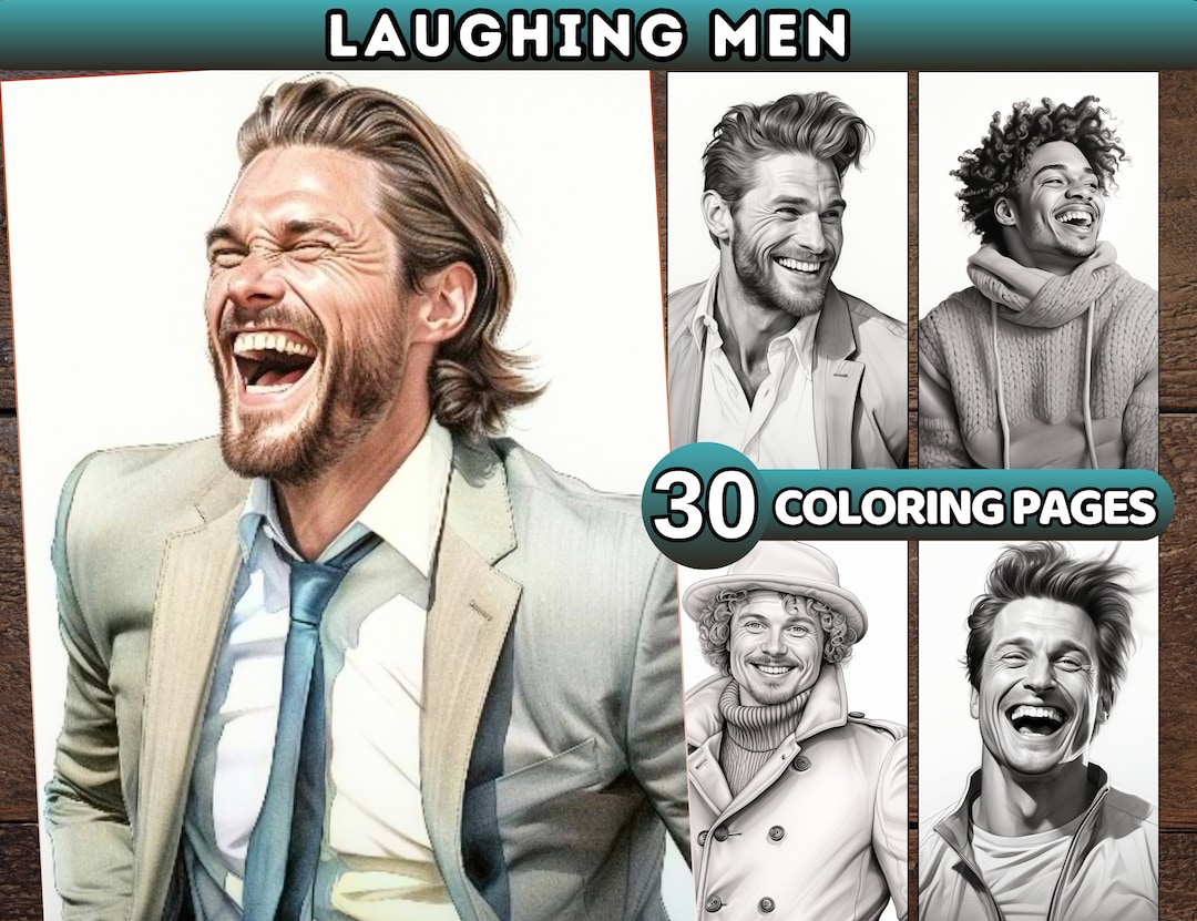 Happy Handsome Men Coloring Pages for Adults Printable Adult Coloring ...