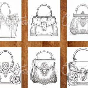 Fashion Bags Coloring Pages for Adults Vintage Handbags Coloring Book ...