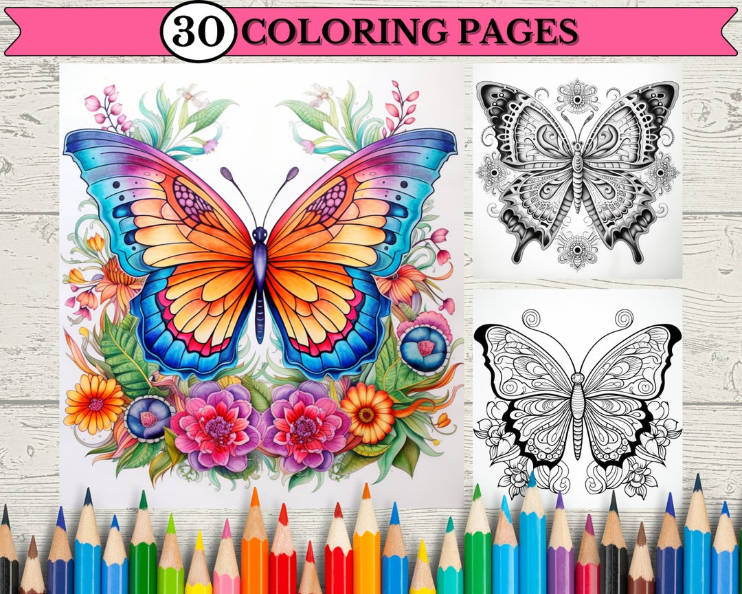 Butterfly Coloring Pages for Adult and Kids, Butterfly Mandala ...