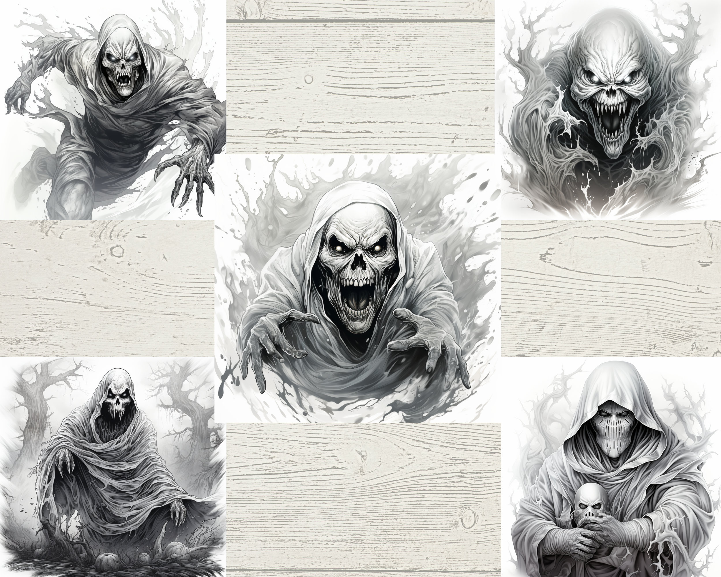 Scary Ghost Horror Vibes Coloring Pages Halloween Coloring Book Fantasy ...