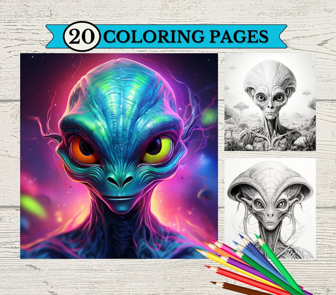 20 Alien Coloring Pages for Adults & Kids Fantasy Alien - Etsy