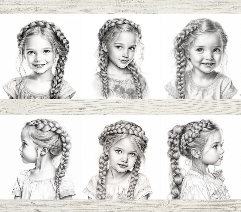 Adult Coloring Pages Beautiful Little Girl Printable Book Grayscale ...
