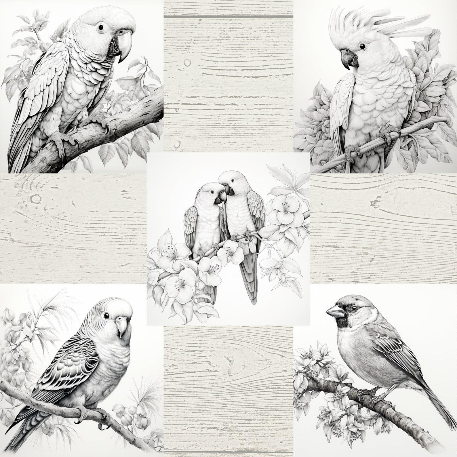 Parrot Coloring Pages for Adults and Kids, Parrot Coloring Book, Birds ...