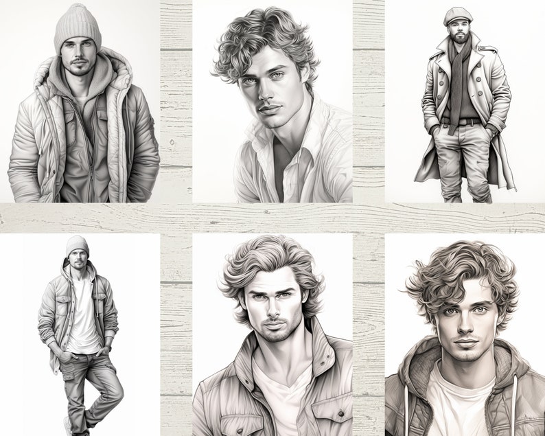 Handsome Men Coloring Pages for Adults Printable Adult - Etsy