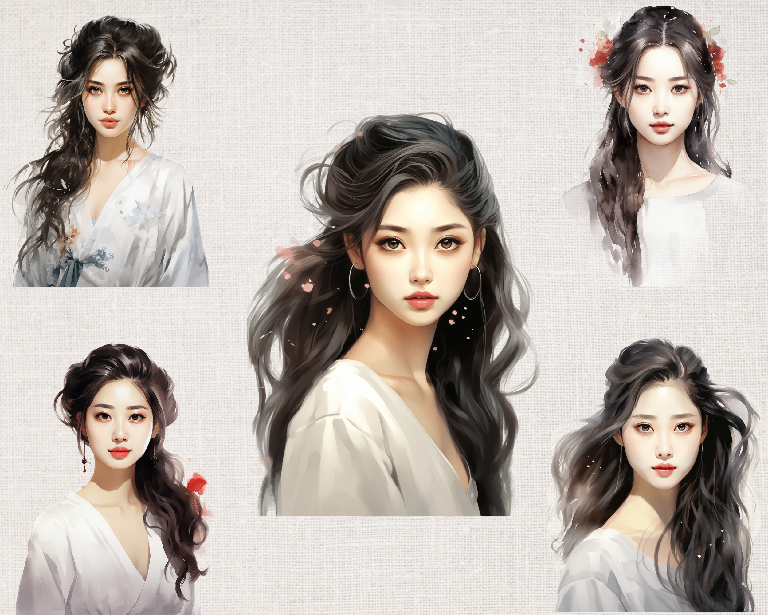 Watercolor Women Clipart Set 40 Beautiful Woman Clipart Women - Etsy