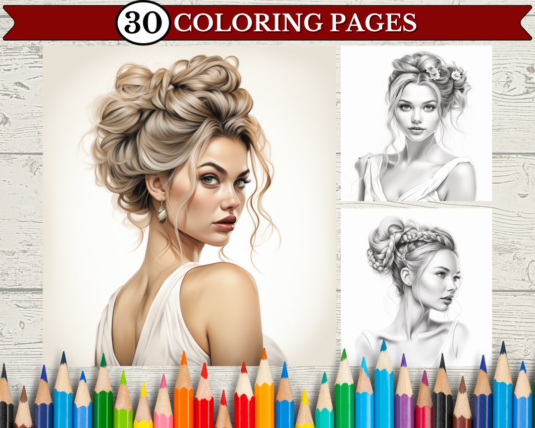 Coloring Pages for Adult Bun Hairstyle Coloring Pages Fasion Woman ...
