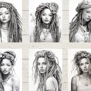 Coloring Pages for Adult Dreadlocks Hairstyle Coloring Book Fasion ...
