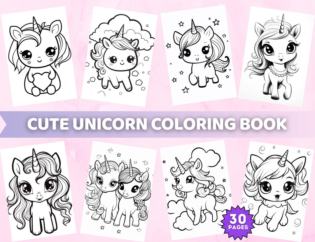 Cute Unicorn Coloring Pages for Kids Kawaii Unicorn Coloring Book ...