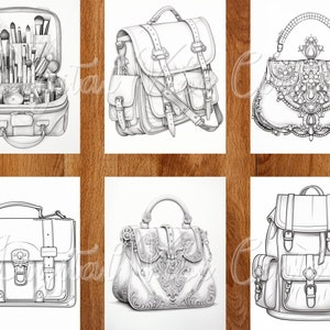 Fashion Bags Coloring Pages for Adults Vintage Handbags Coloring Book ...