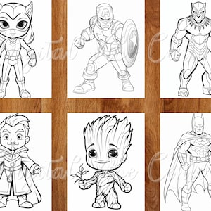 Chibi Superhero Coloring Book: 30 Printable Cartoon Hero Pages (PDF) - Etsy