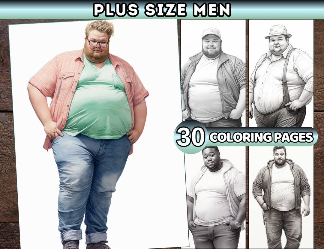 Plus Sized Men Coloring Pages for Adults Printable Coloring Book Fat ...