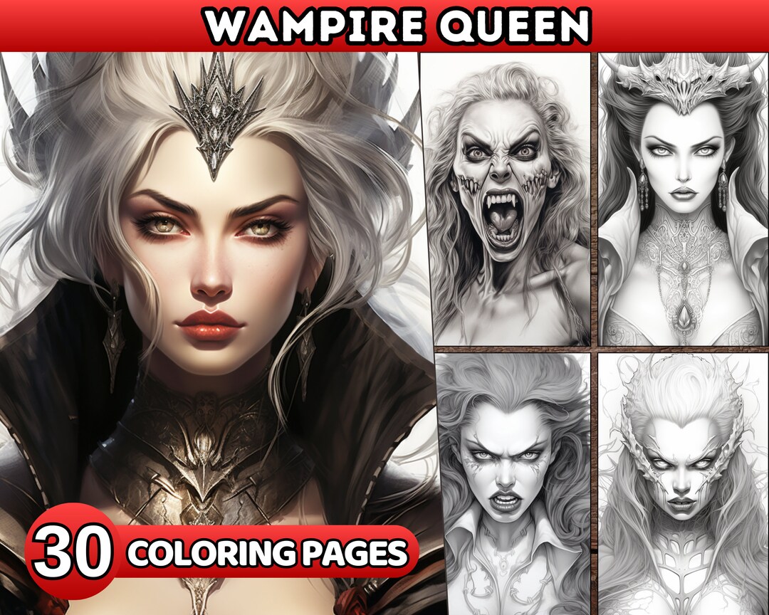 Vampire Coloring Pages for Adults, Vampire Queen Coloring Sheets Horror ...