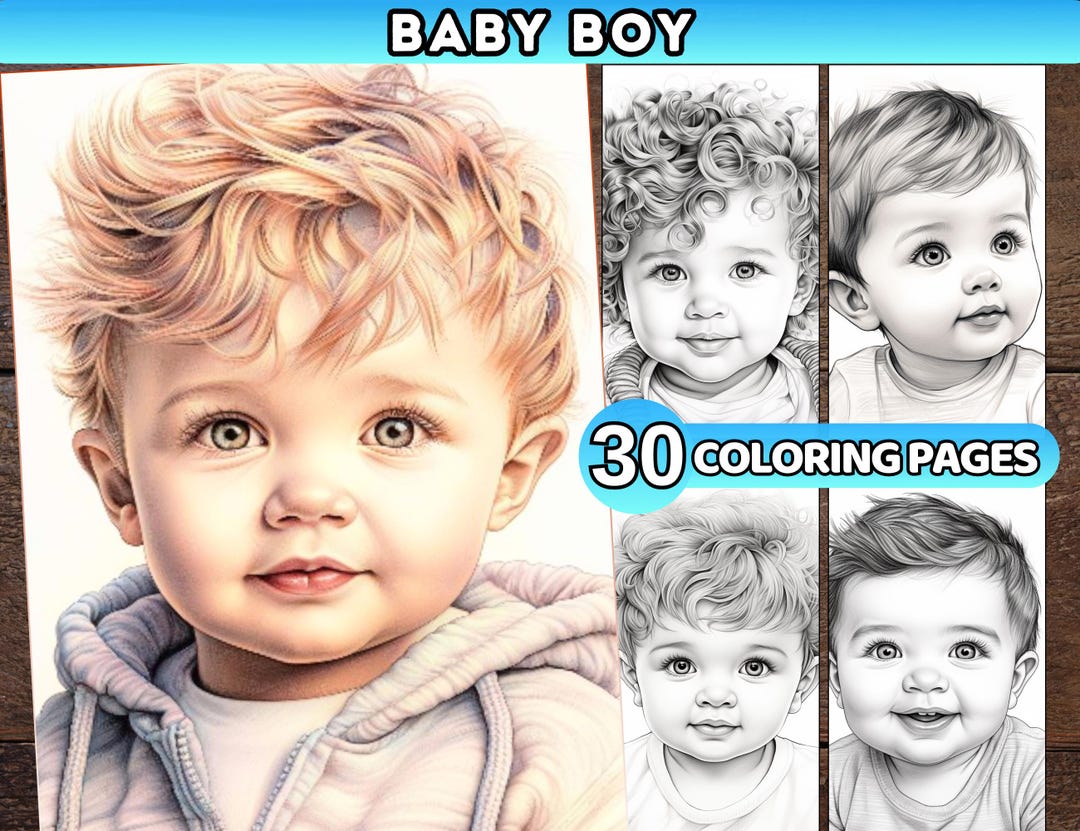 30 Baby Boy Coloring Pages for Adults Cute Little Boy Coloring Book ...