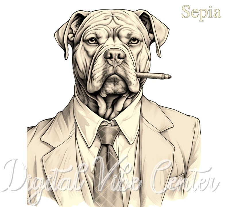 Boss Dog Coloring Page Printable Adult Coloring Book Stress - Etsy