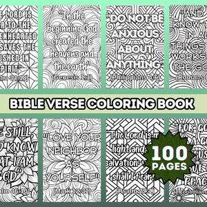 100 Bible Verse Coloring Pages Christian Printable Coloring Book Adult ...