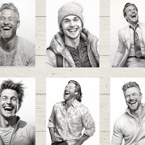 Happy Handsome Men Coloring Pages for Adults Printable Adult Coloring ...