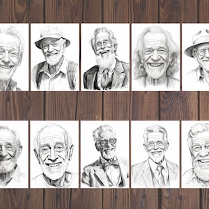 40 Happy Elderly Men Coloring Pages for Adults Printable Grayscale ...