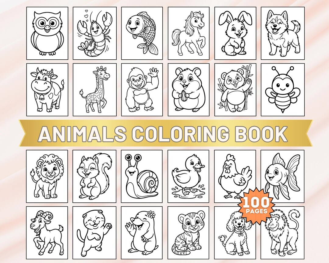 100+ Animals Coloring Pages Easy Printable Animal Kawaii Coloring Book ...