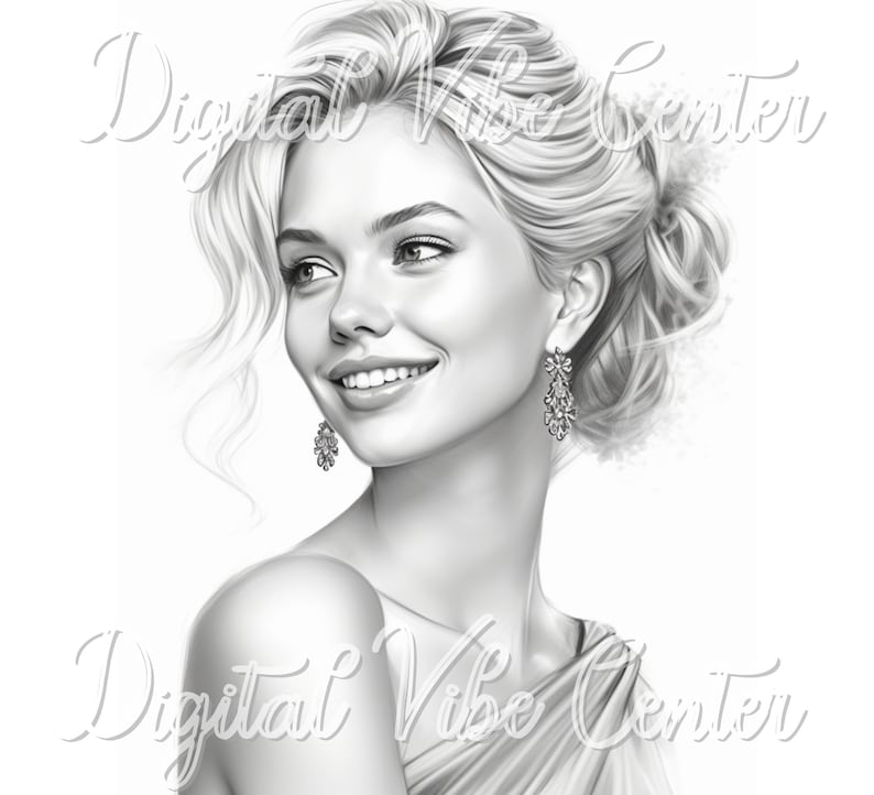 Beautiful Woman Coloring Page Girl Portrait Beauty Woman Printable ...