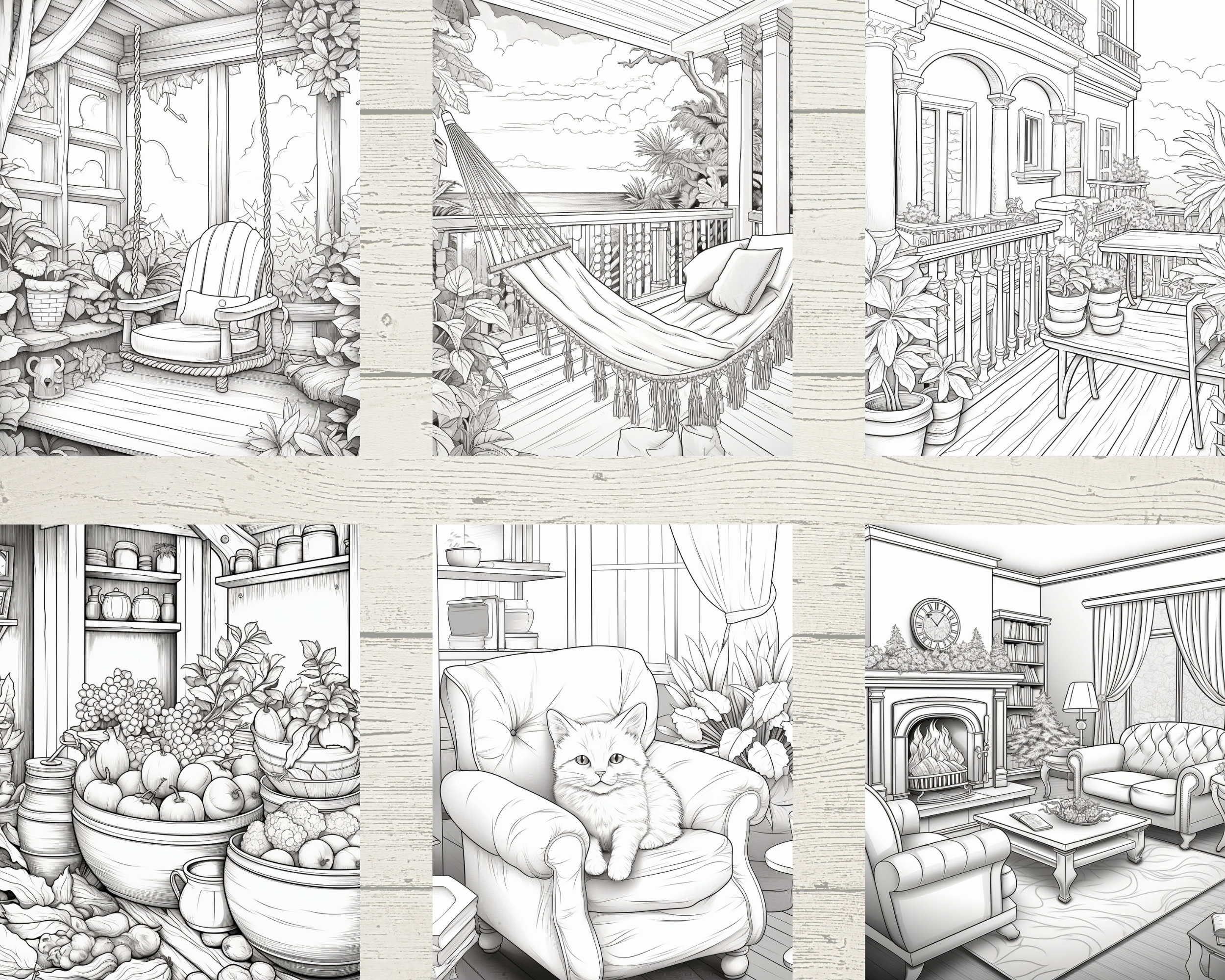 Interior Rooms Coloring Pages for Kids or Adults Home - Etsy