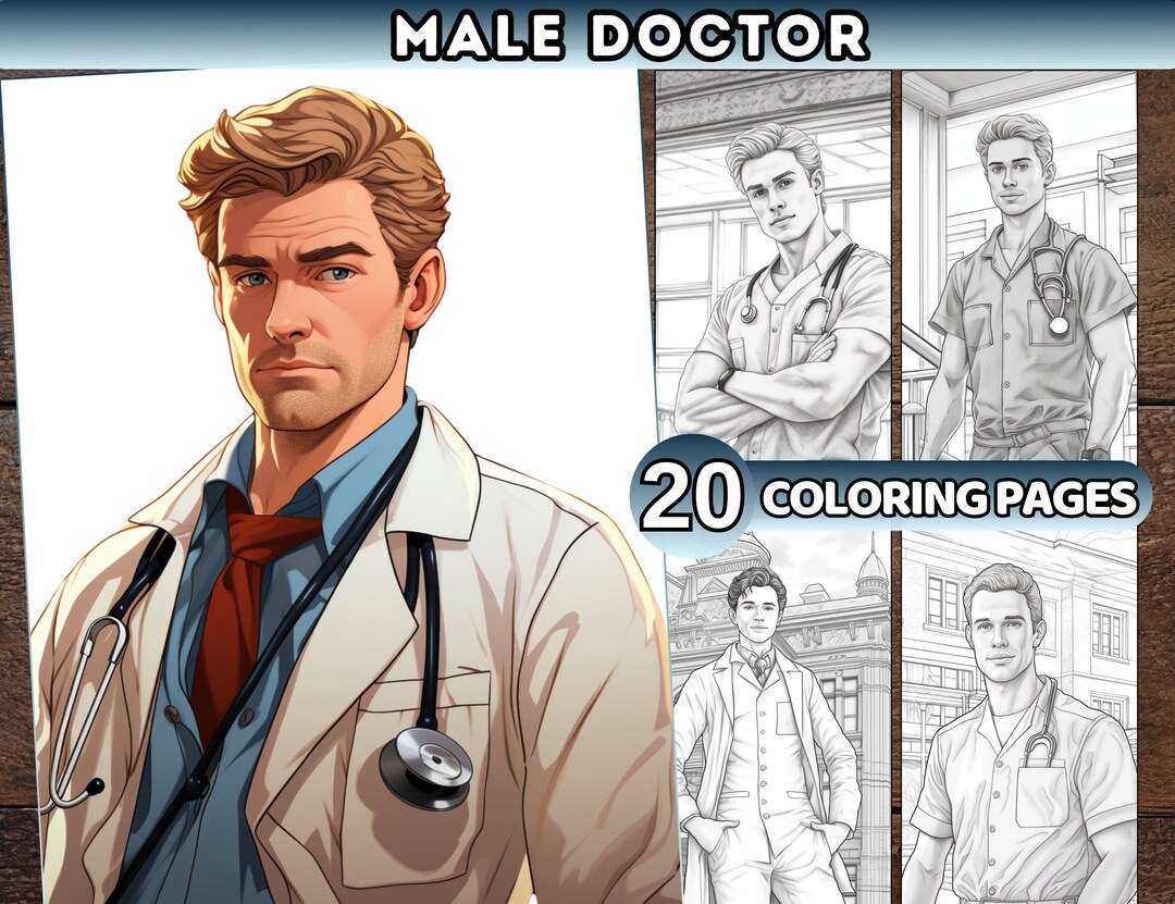 Doctor Coloring Pages for Kids or Adults Professional Occupations ...