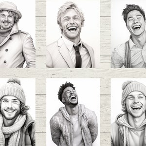 Happy Handsome Men Coloring Pages for Adults Printable Adult Coloring ...