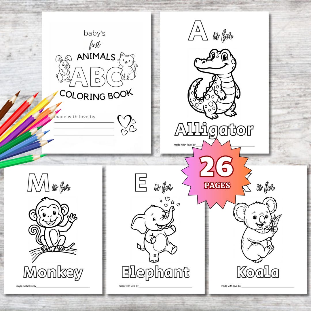 ABC Baby Shower Coloring Pages Animal Alphabet Coloring Book ...
