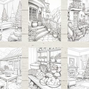 Interior Rooms Coloring Pages for Kids or Adults, Home Interior ...
