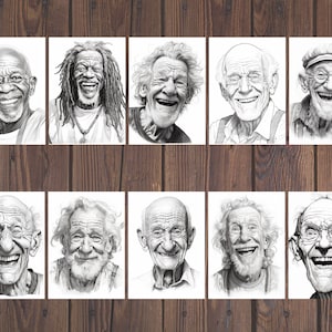 40 Happy Elderly Men Coloring Pages for Adults Printable Grayscale ...