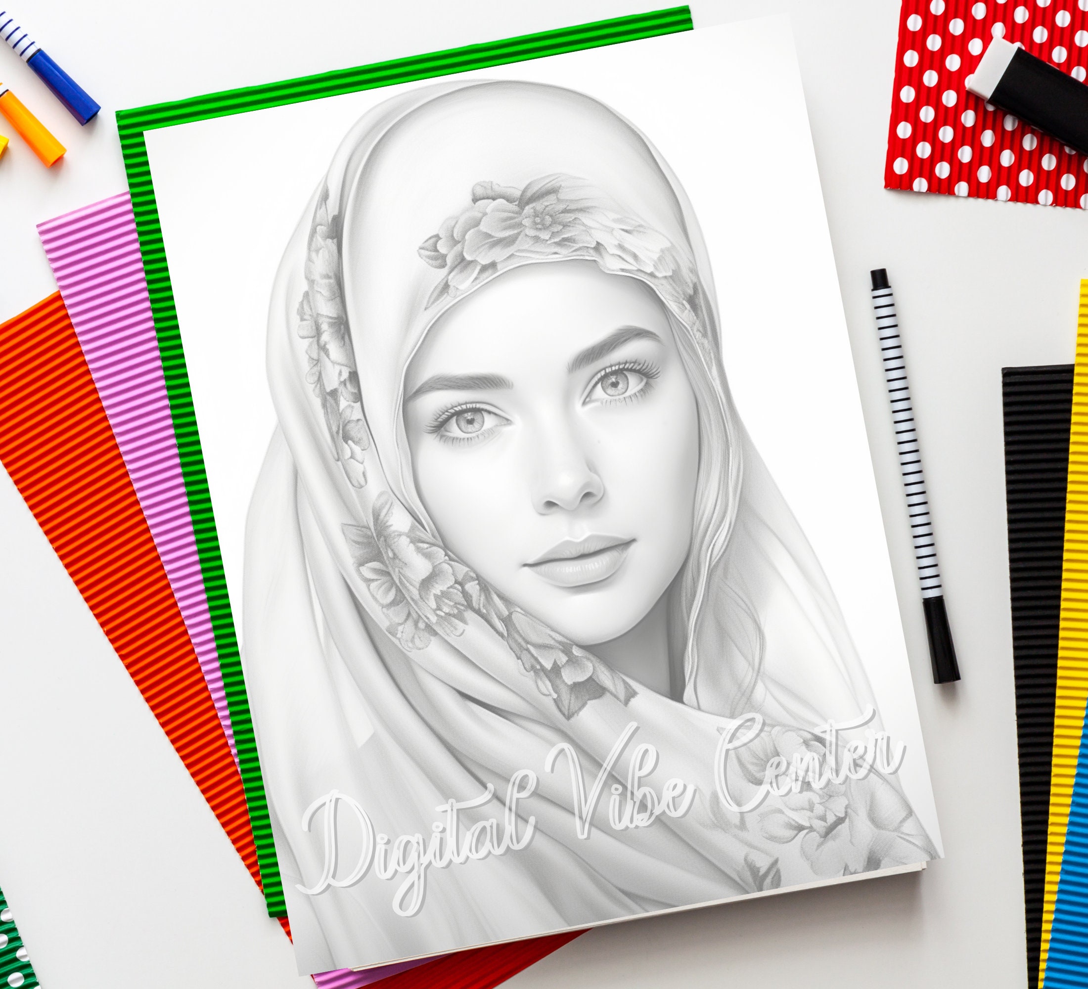 Muslim Woman Coloring Page for Adults Coloring Pages Hijab - Etsy
