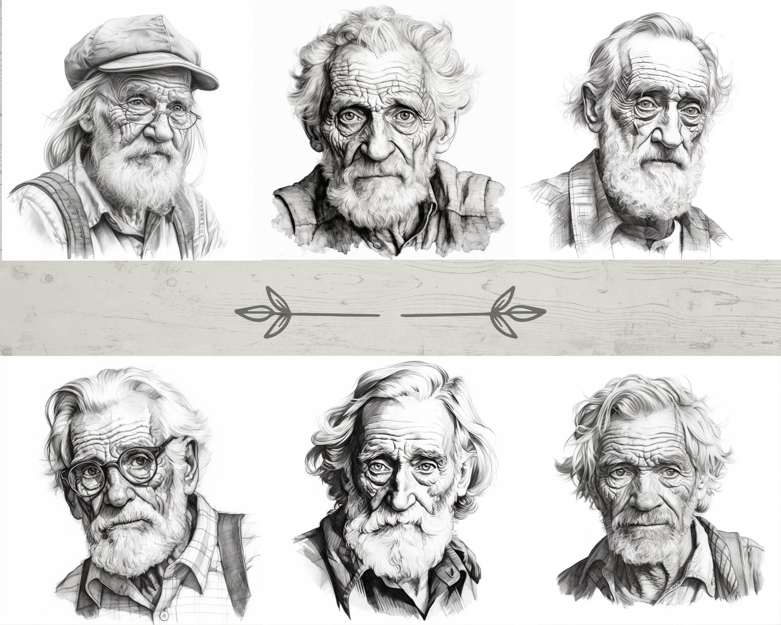 30 Old People Coloring Pages for Adults, Printable Adult Grayscale ...