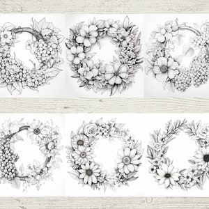 Spring Coloring Pages for Adult & Kids Floral Wreaths Flowers Mandala ...