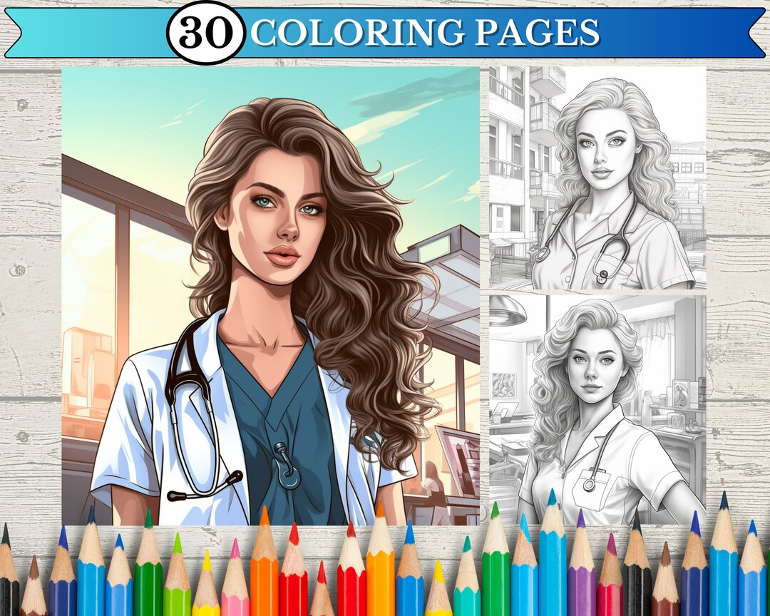 Doctor Coloring Pages for Adults & Kids Printable Job Coloring Book ...